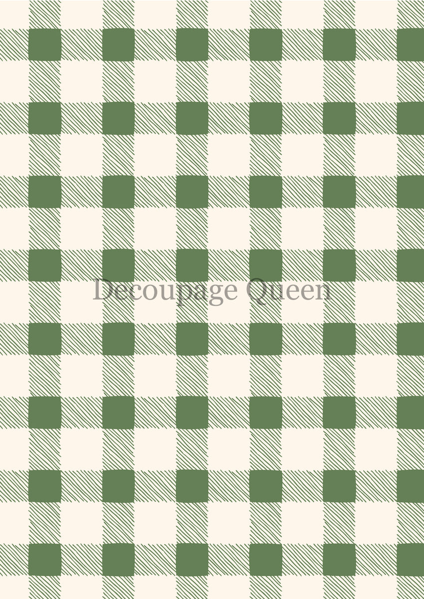 Decoupage Queen Green Checks Rice Paper – ellen j goods